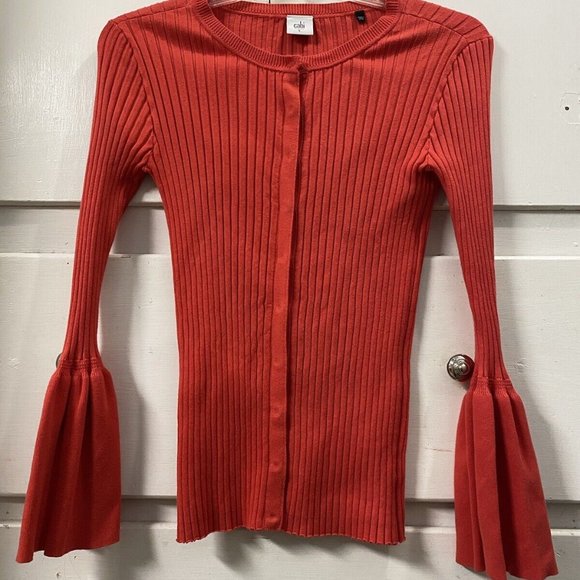 CAbi | Sweaters | Cabi Style 5285 Cardigan Sweater Red Trumpet Sleeve ...